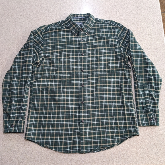 Eddie Bauer | Shirts | Eddie Bauer Relaxed Fit Green Plaid Flannel ...